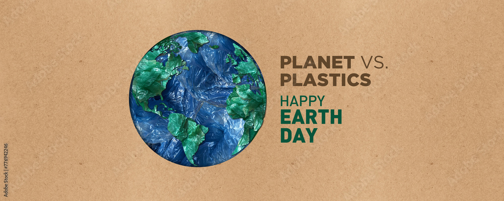 Stock-Illustration „Planet vs. Plastics , Earth day 2024 concept 3d ...