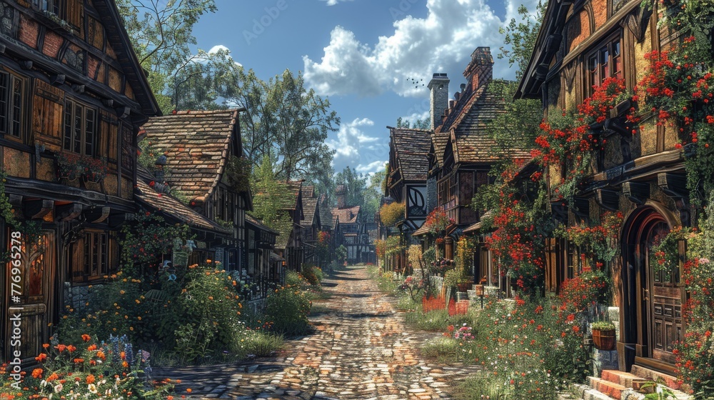 Medieval Village: Capture quaint medieval village streets, timber ...