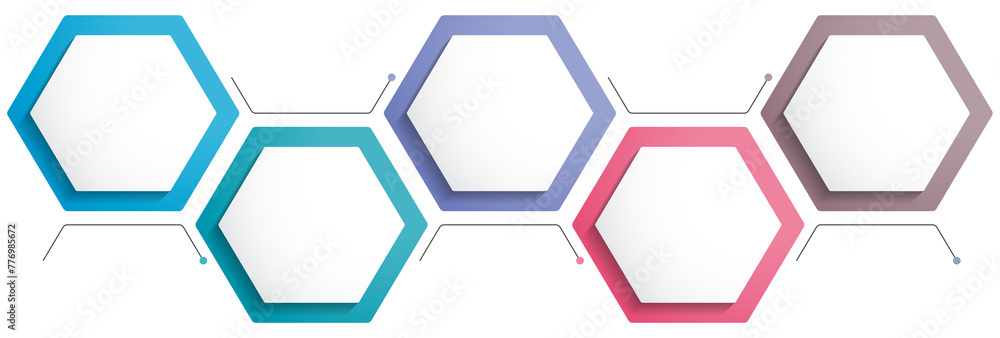 Infographic template with 5 hexagons Stock Illustration | Adobe Stock