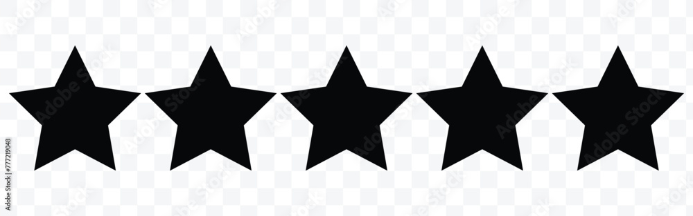 five star icon on white background. 5 star sign. Star black icon on ...