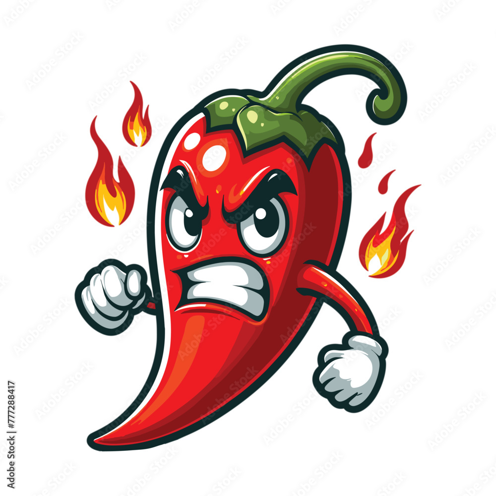 Angry chili pepper cartoon vector illustration Stock Vector | Adobe Stock