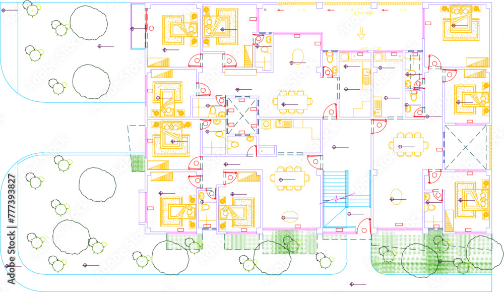 vector design sketch illustration, architectural engineering drawing ...