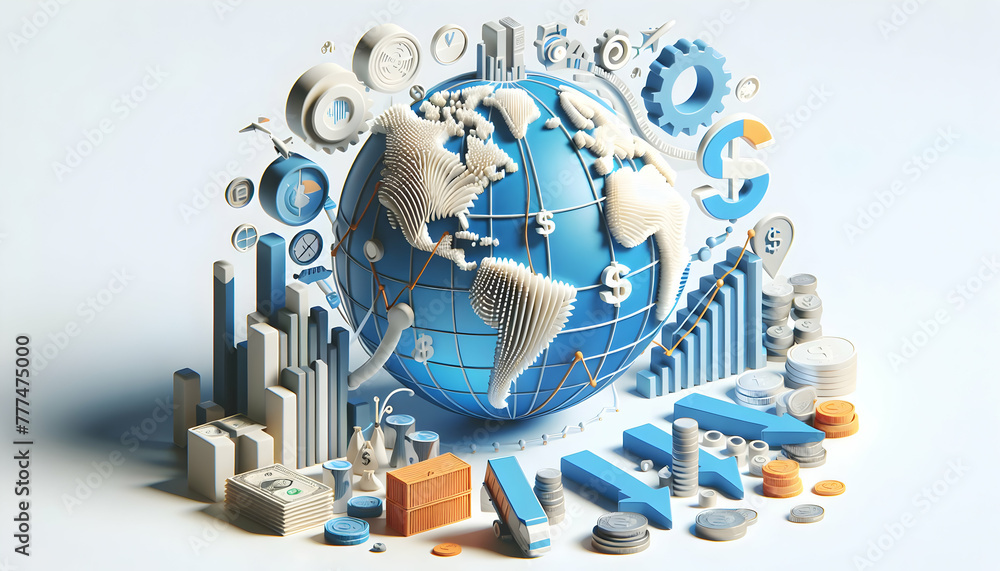 Illustration Stock 3d flat icon as World Trade Dynamics Visualizing the ...