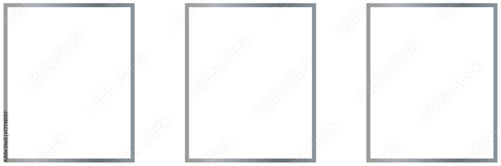 Rectangle silver frame isolated on transparent background, luxury shiny ...