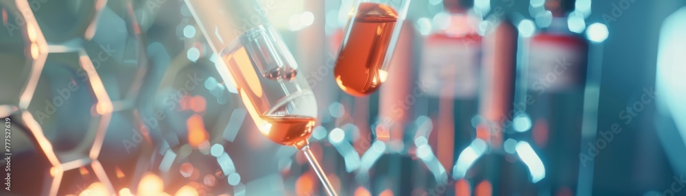 Biopharmaceuticals discovery process close-up on new drug compounds and ...