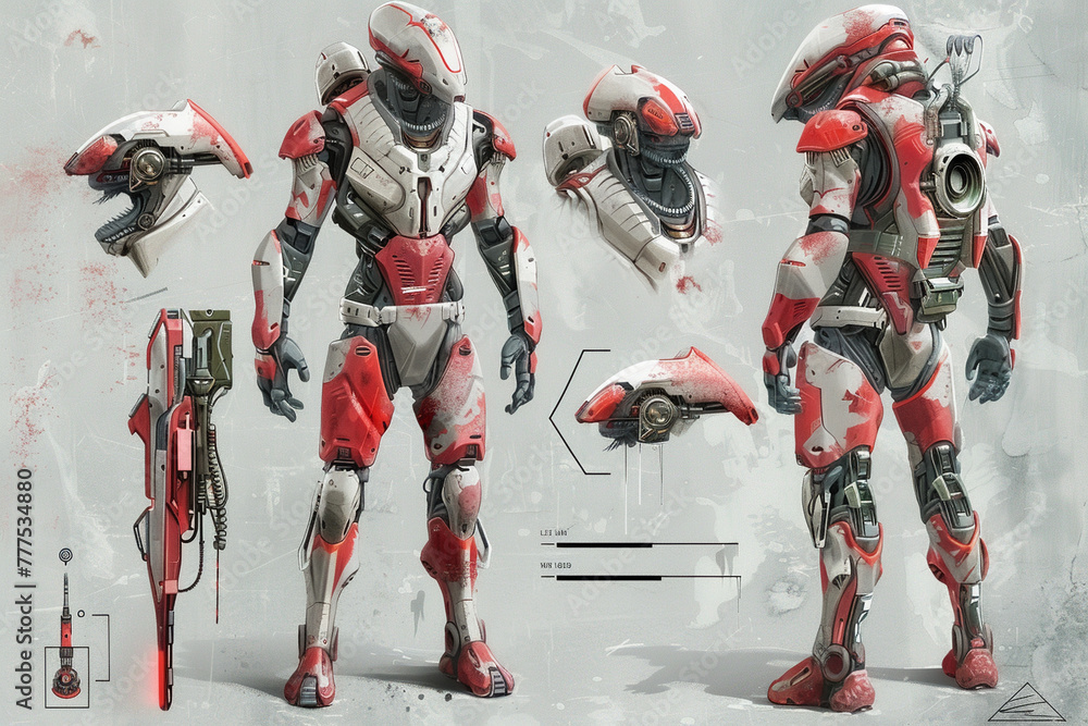 Foto de Stock Character sheet concept image showcasing a futuristic ...