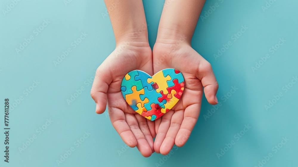 embracing autism awareness, touching moment of adult and child hands ...