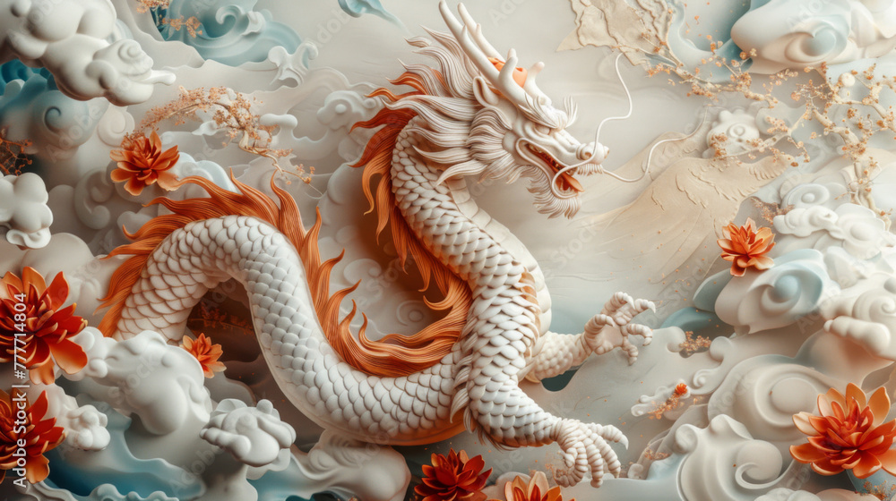 Chinese new year, year of the dragon banner template design with ...