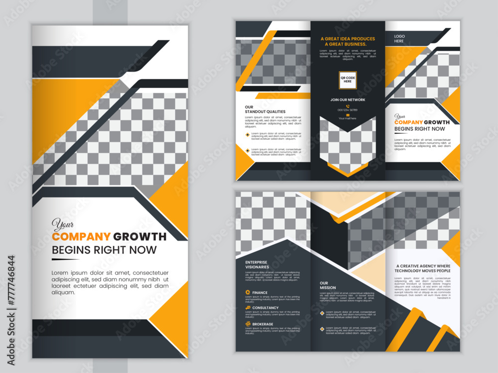 Tri Fold Business Brochure Layout, corporate brochure editable template ...