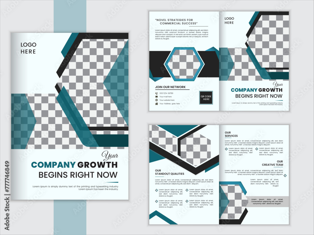 Bi Fold Business Brochure Layout, corporate brochure editable template layout with elegant color ...