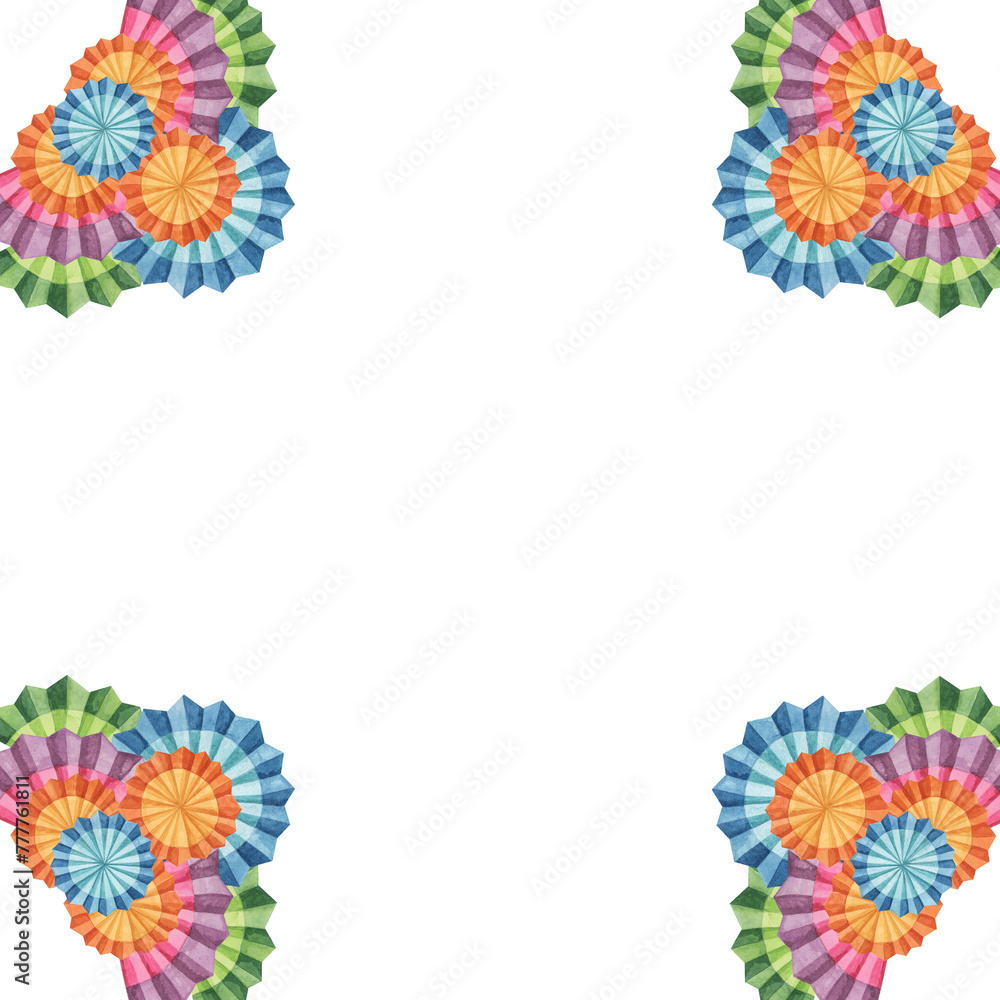 Multicolored fiesta flowers. Hand drawn isolated watercolor clipart ...