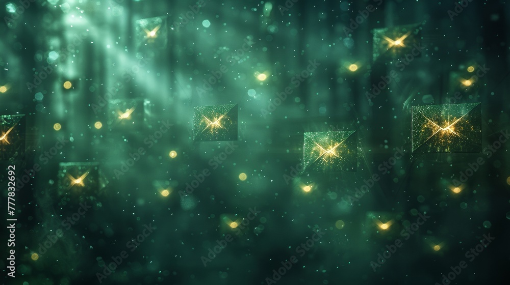 Glowing email icons in cyberspace, communication concept with danger of ...