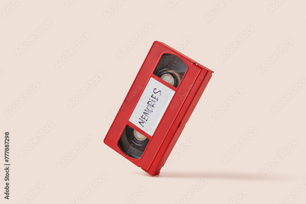 Red vhs video cassette tape with handwritten inscription Memories Stock ...