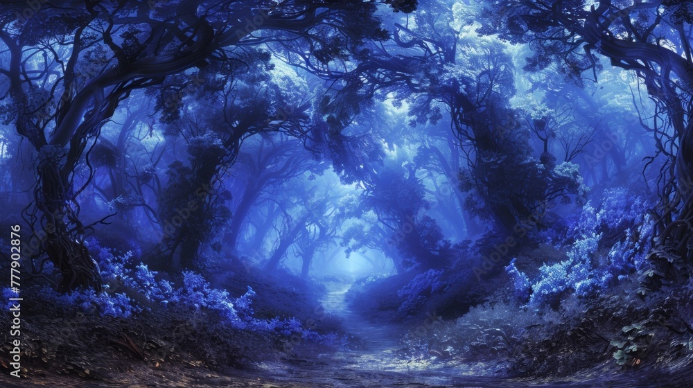 In the heart of the deep, mystical forest, a magical panorama unfolds ...