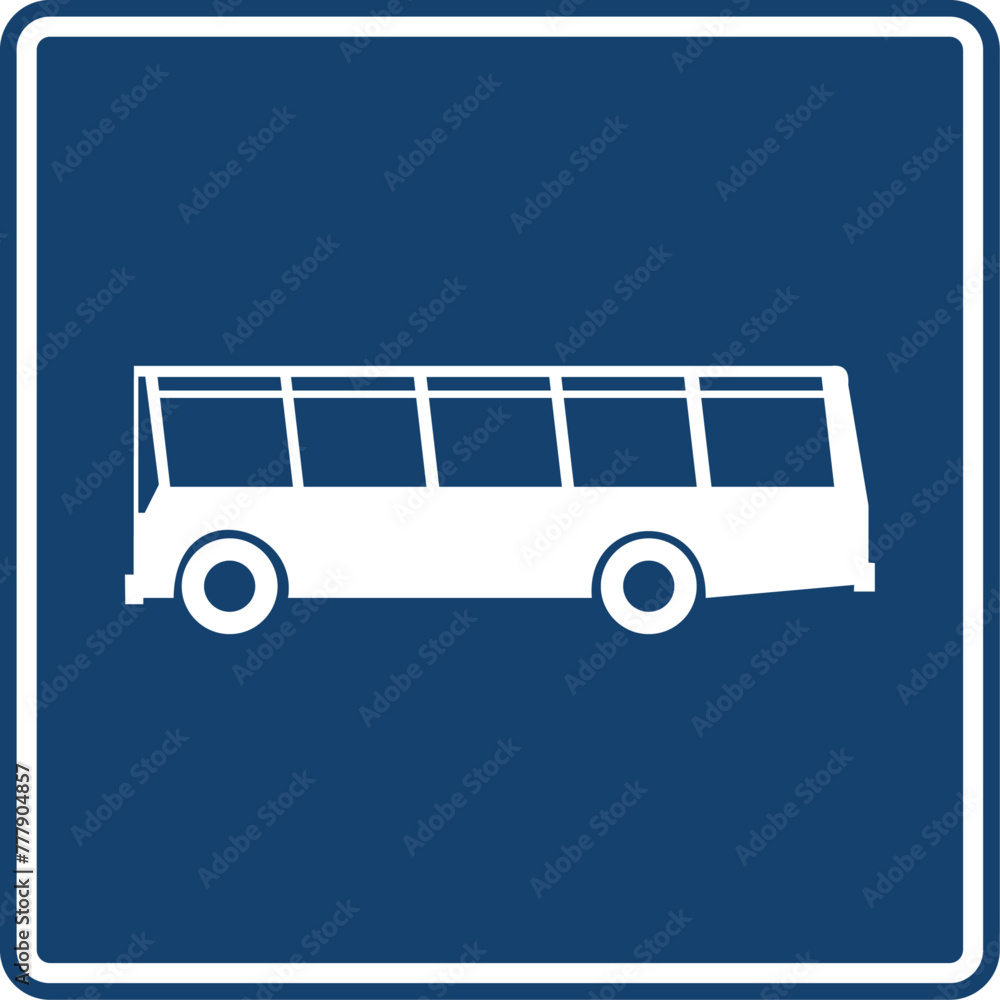paradero de buses, señal color azul, pictograma, informativa, servicios ...