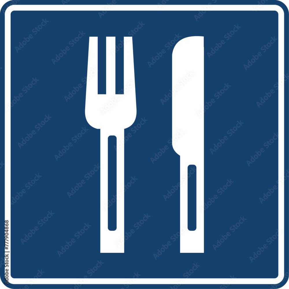 restaurante, señal color azul, pictograma, informativa, servicios ...