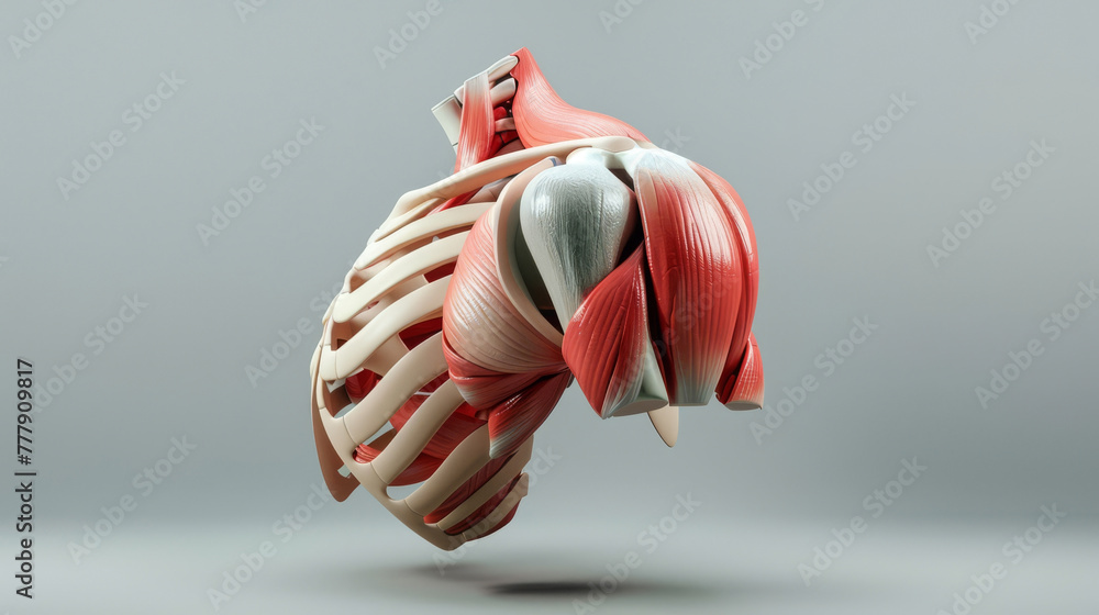 Realistic 3D model of the human shoulder joint, highlighting rotator ...