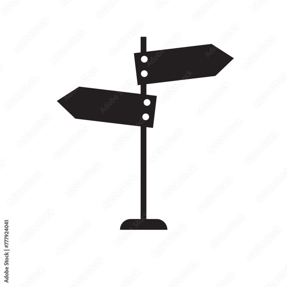 Traffic direction board icon. Street signpost filled vector isolate on ...