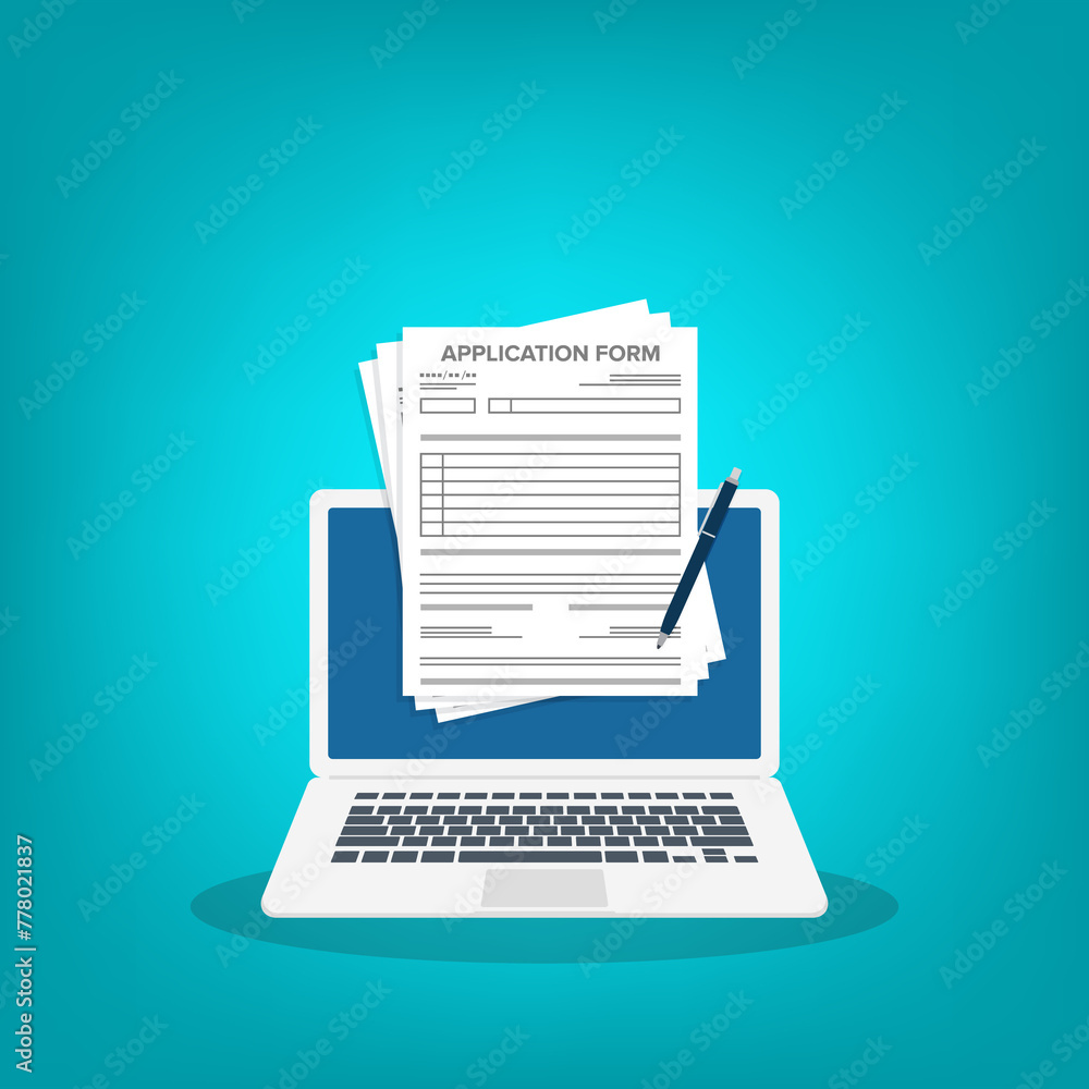 Online application form. Claim form, paperwork concepts. Stock ...