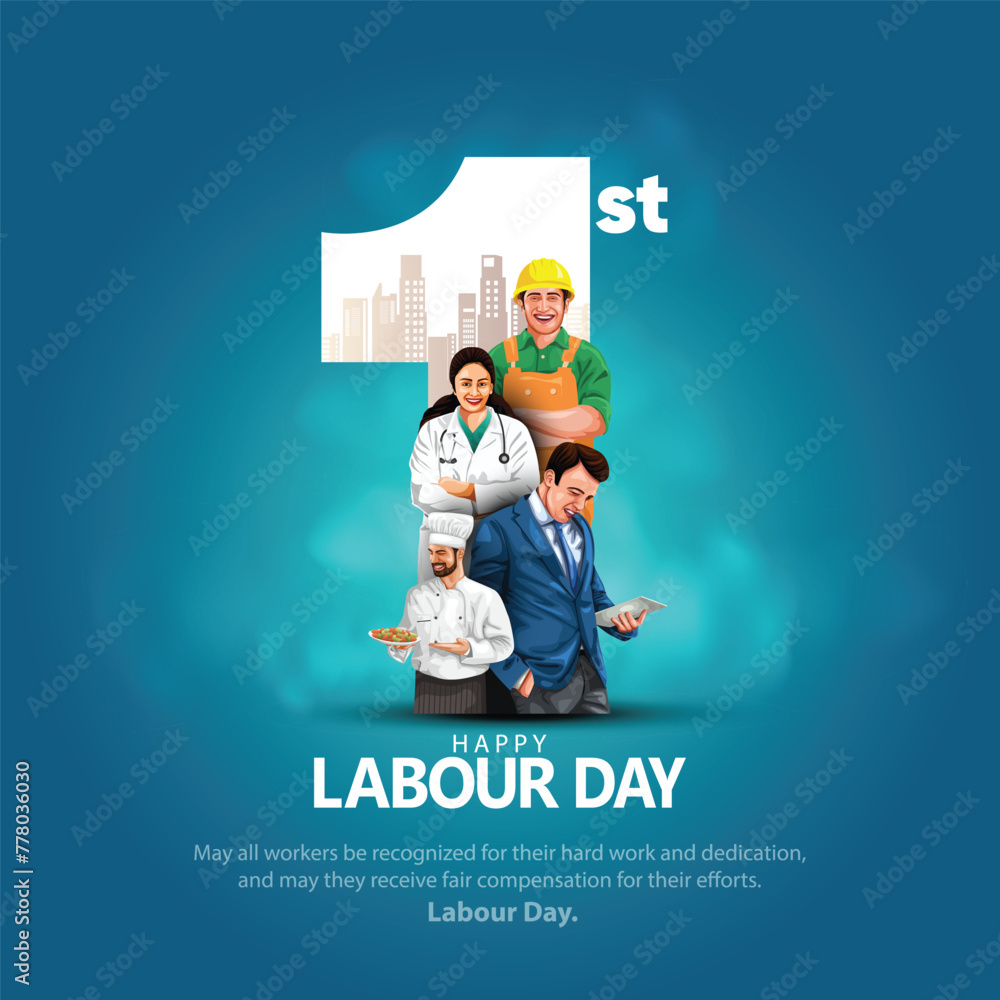 happy Labour day or international workers day vector illustration with ...
