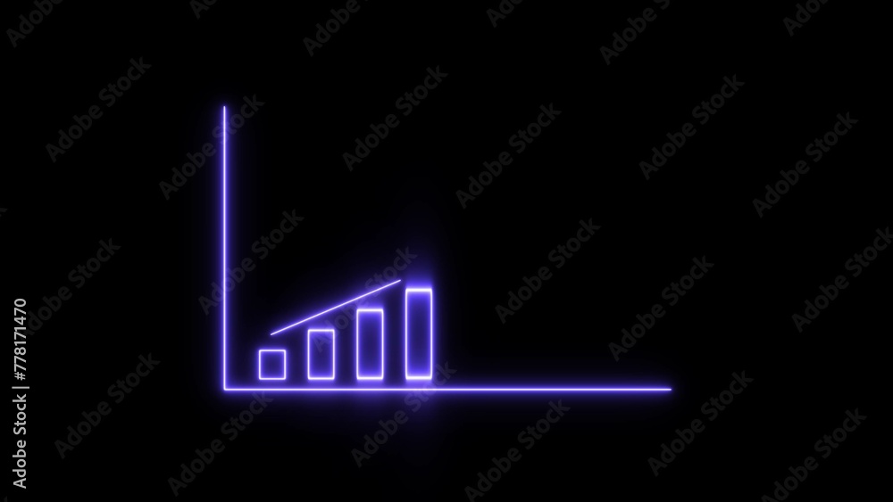 Abstract neon business graph chart purple color illustration. Black ...