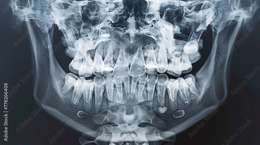 Silhouette of intestines glowing on an X ray screen revealing the ...