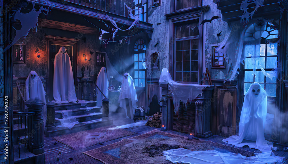 Paranormal Investigation Haunted House: A haunted house set with spooky ...