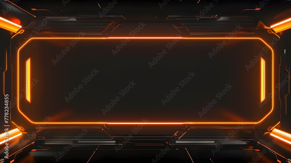 Contemporary black and orange live stream overlay video screen ...