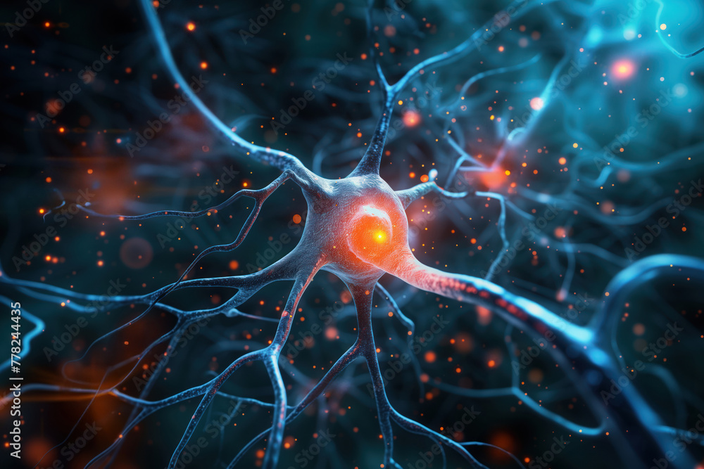 Motor neuron is shown under microscope with nerve cells nervous system ...