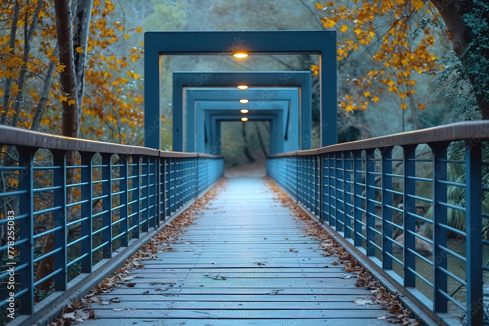 Pedestrian Bridge Elevated pedestrian bridge connecting two parts of a ...
