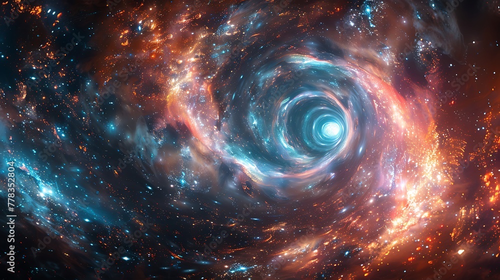 A vivid portrayal of a space-time warp, where a tunnel of bending light ...