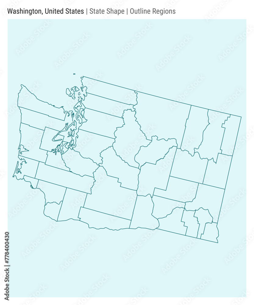 Washington, United States. Simple vector map. State shape. Outline ...
