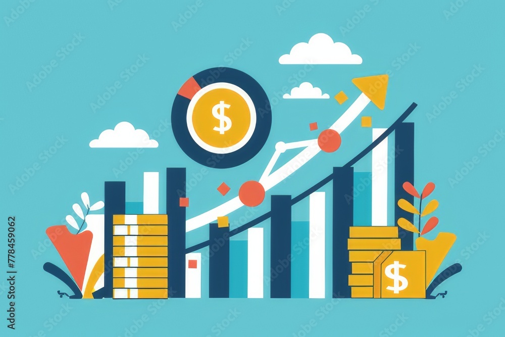 An image that represents financial growth and success. Displays a graph ...