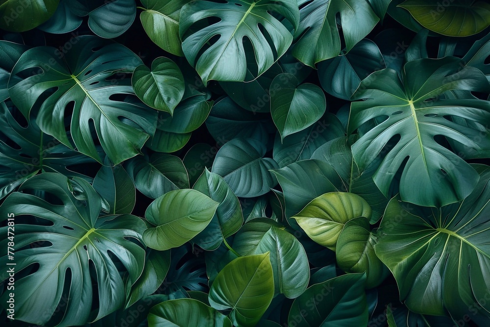 Tropical leaves background. Green tropical leaves texture. Nature ...