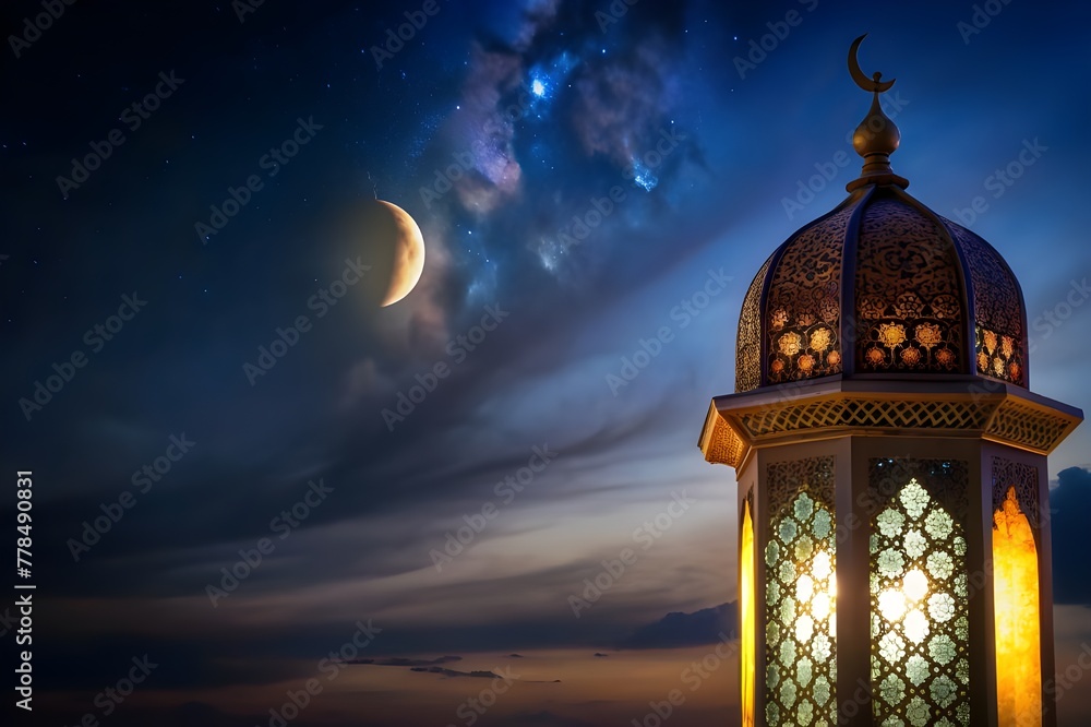 celebration of islamic eid mubarak and eid al adha,eid ul fitr lantern ...
