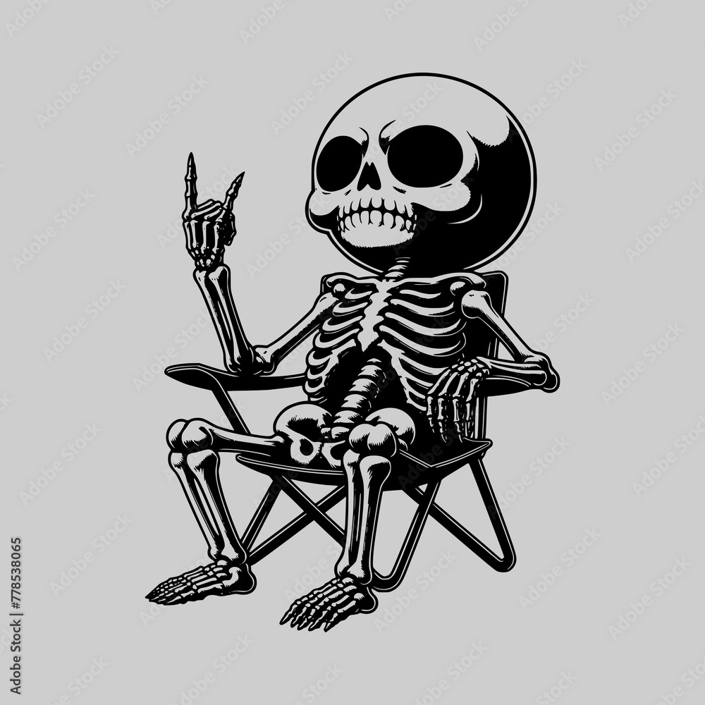 full body skeleton chilling pose vector illustration Stock Vector ...