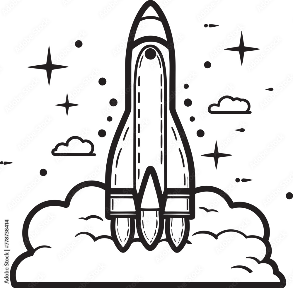 Interstellar Express Rocket Lineart Logo Icon Lunar Locomotive Space ...