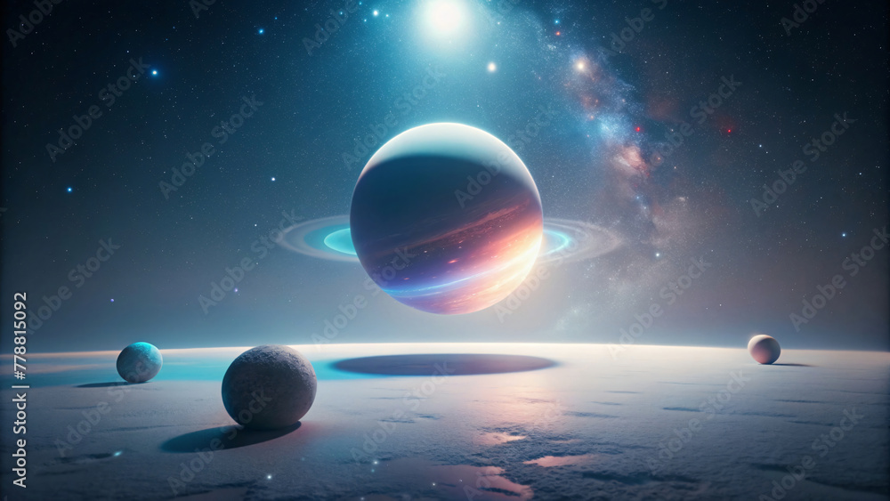 Space bound Planet Harmony: A celestial tableau featuring Earth and its ...