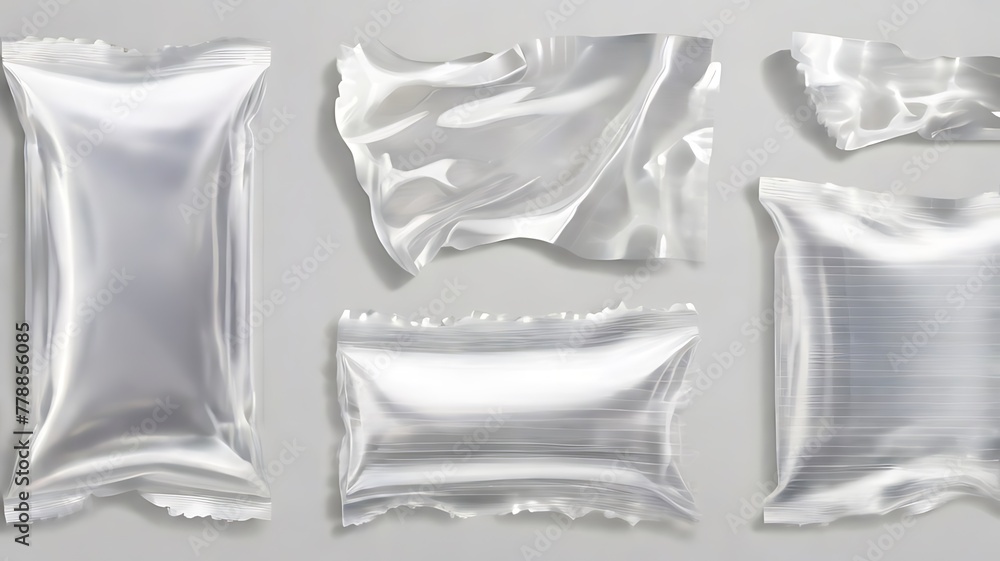 Torn plastic wrap set isolated on transparent background. Set of ...