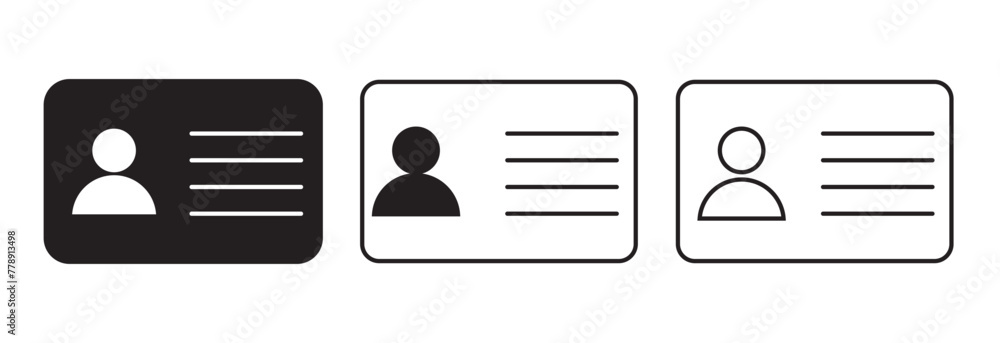 ID Card icon set. ID Card icon collection. Driver's license ...