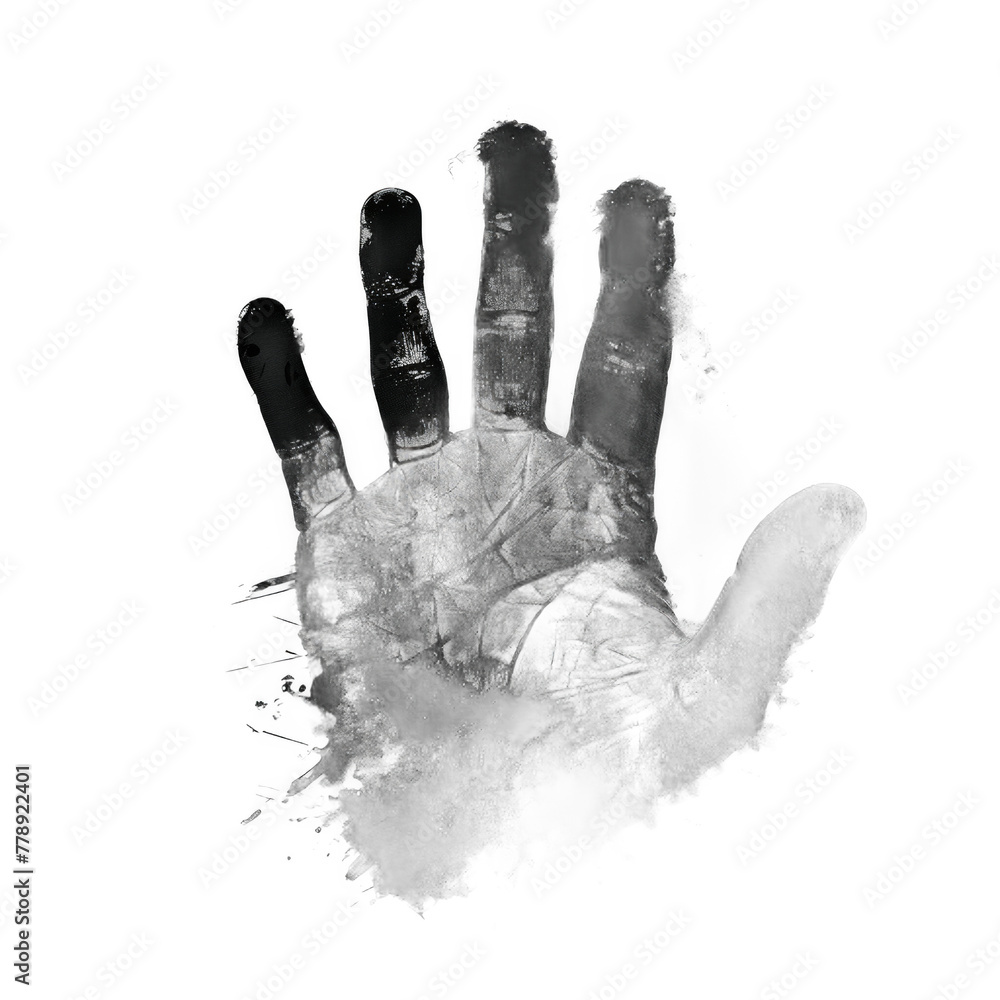 Isolated sinister handprint on clear background. Eerie and unsettling ...