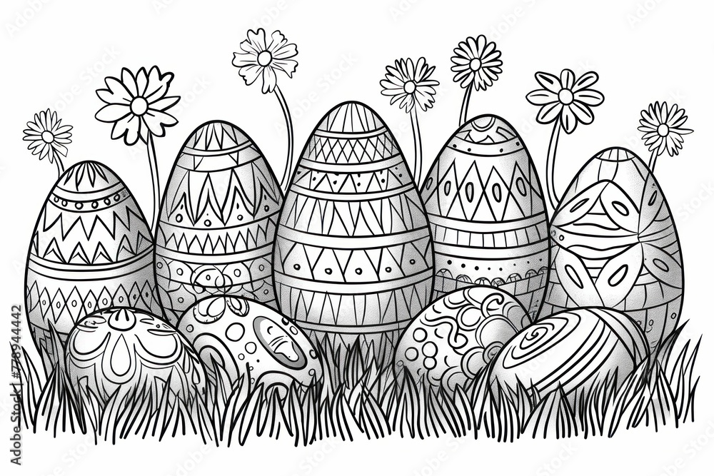 Assortment of Easter Eggs Coloring Pages for Free Printable Easter ...