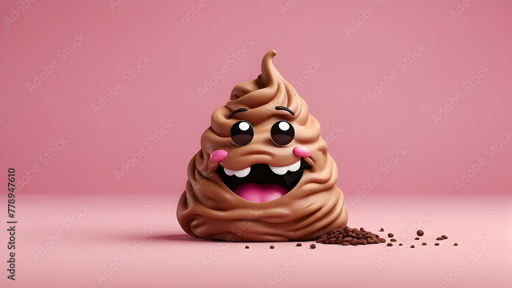 A playful, animated poop emoji character with a funny expression ...