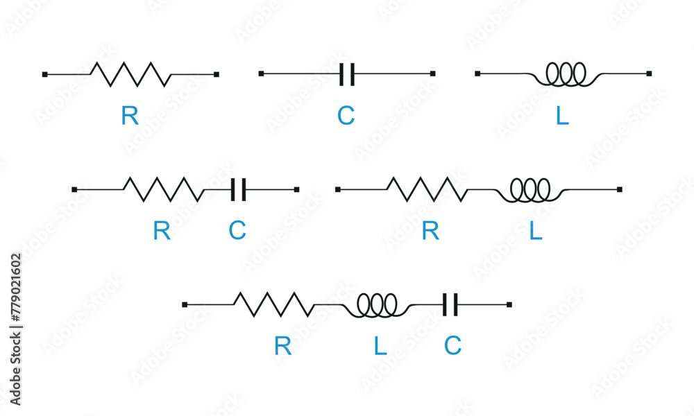 Vector illustration depicting different combinations of circuit ...