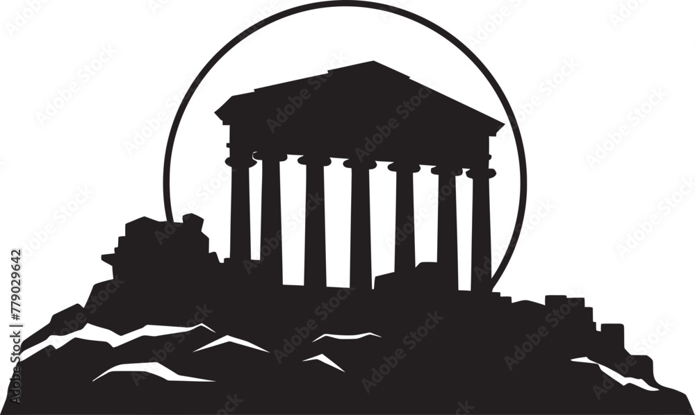 Greek Architecture Iconography Translated into Vector Logos Vector ...