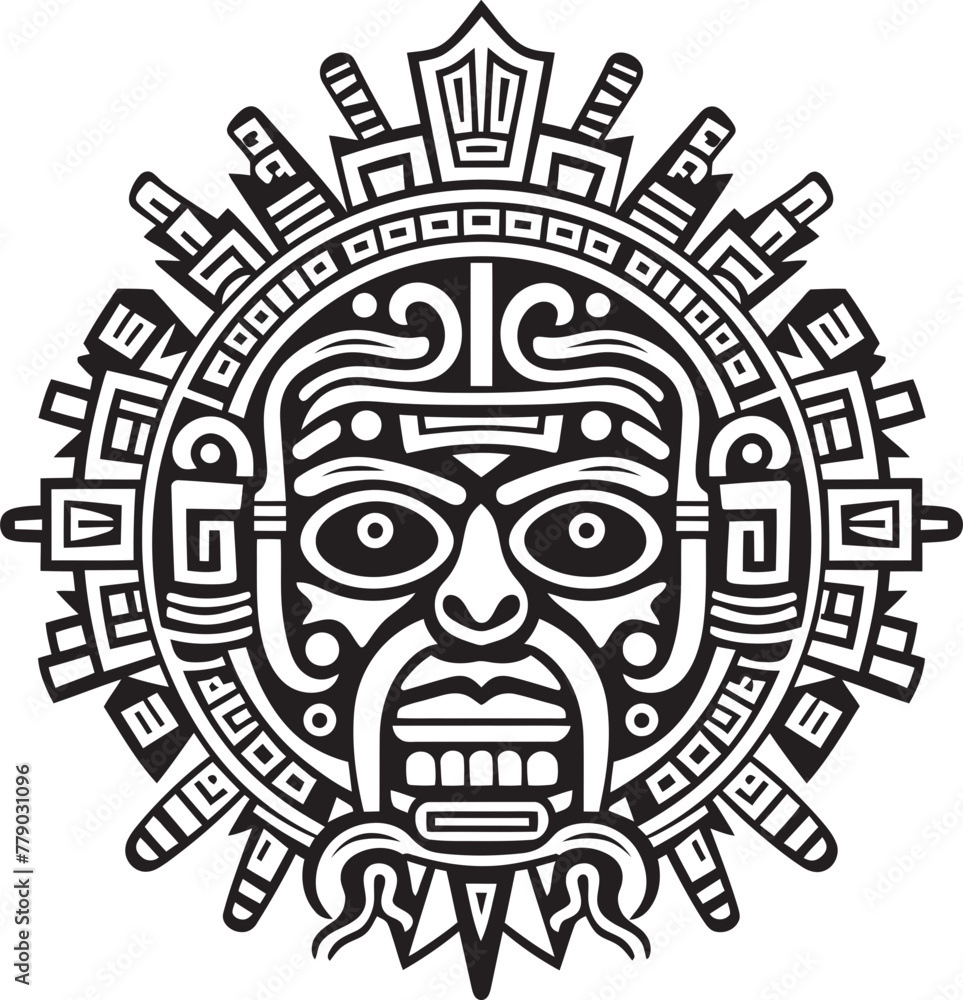 Vintage Tributes Aztec Drawing Icon Vector Logos Ancient Aztec Art ...