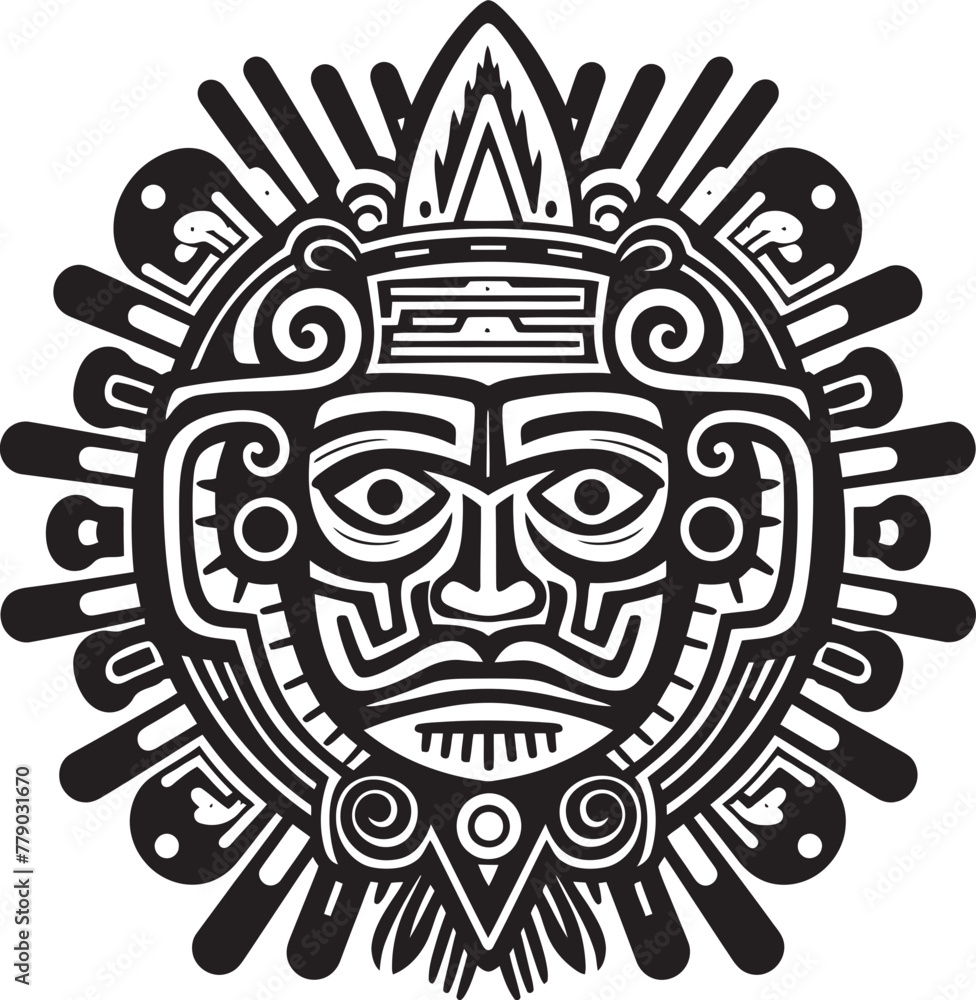 Antique Aztec Cultural Resurgence Vector Logo Depictions Iconic Aztec ...