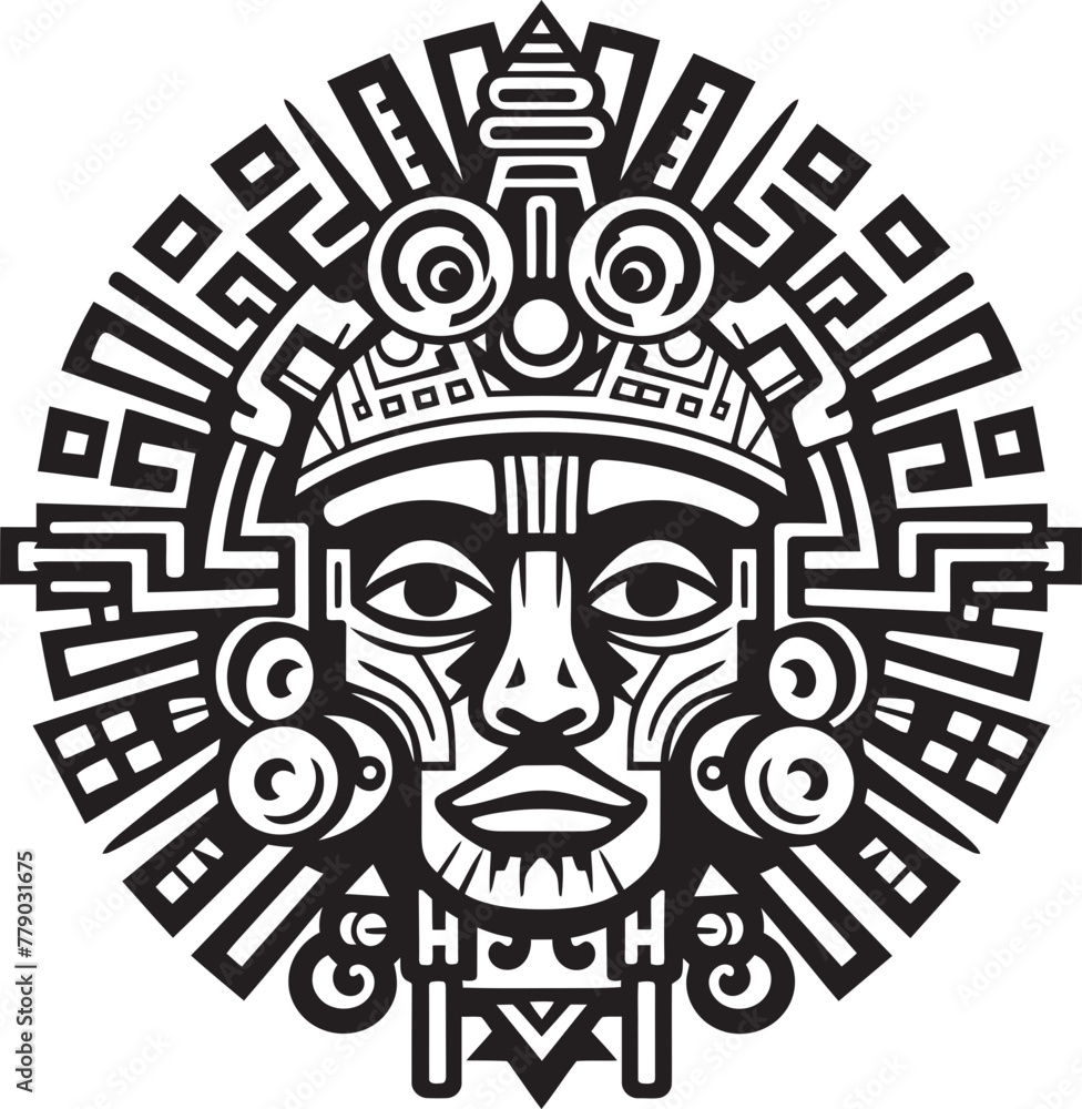 Iconic Aztec Drawings Restored Antique Drawing Icon Logos Vintage ...