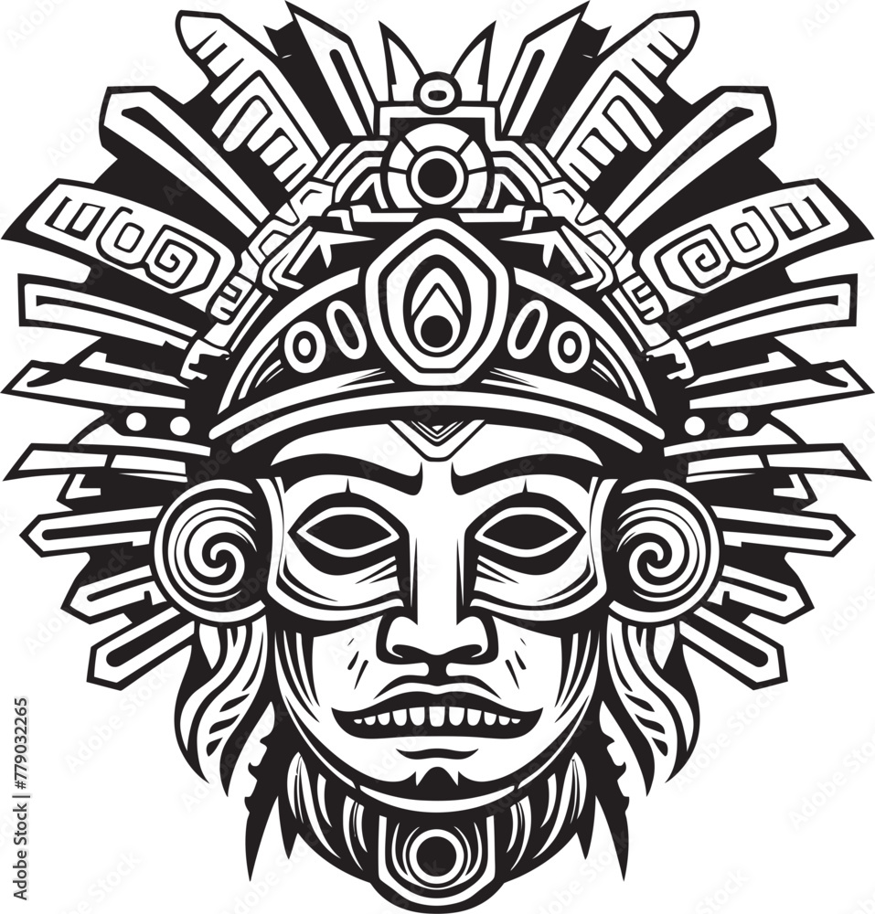 Emblematic Aztec Heritage Vintage Drawing Icon Vector Logos Ancient ...