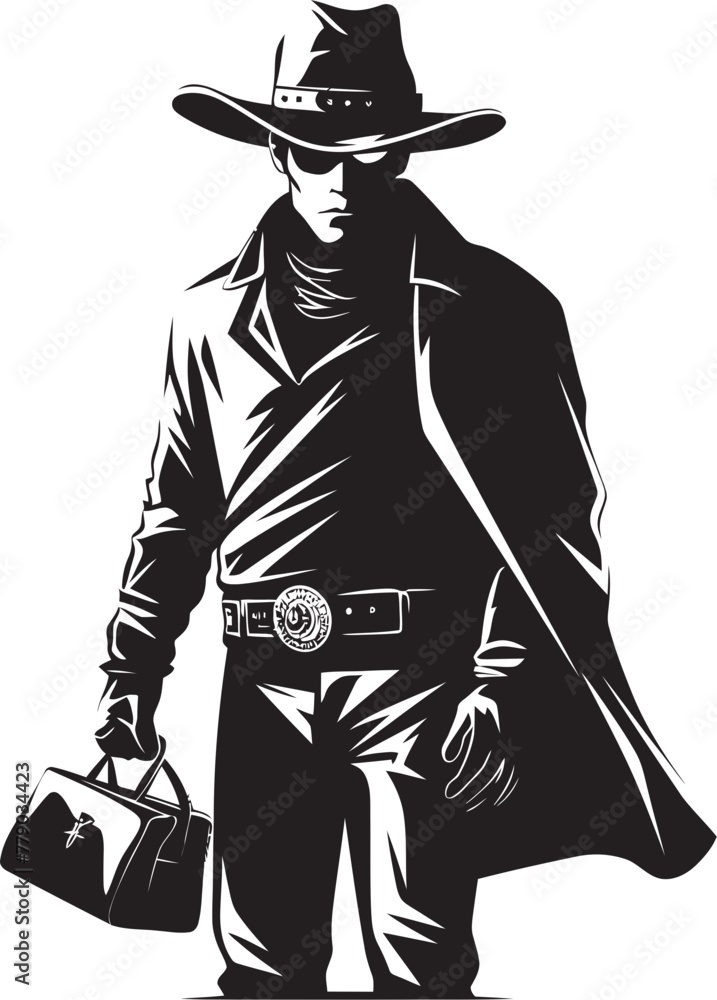 Outlaw Oasis Cartoon Cowboy Robber Vector Logo Lawless Legend Cartoon ...